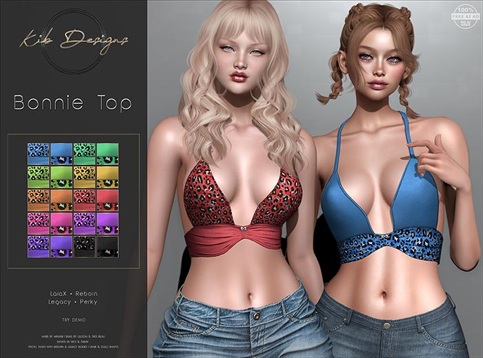 Second Life Marketplace - KiB Designs - Bonnie Top FATPACK